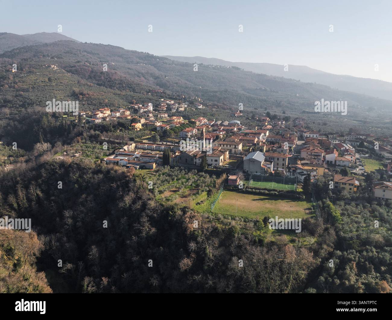 Aerial view of picturesque Canova village nestled in the tranquil ...