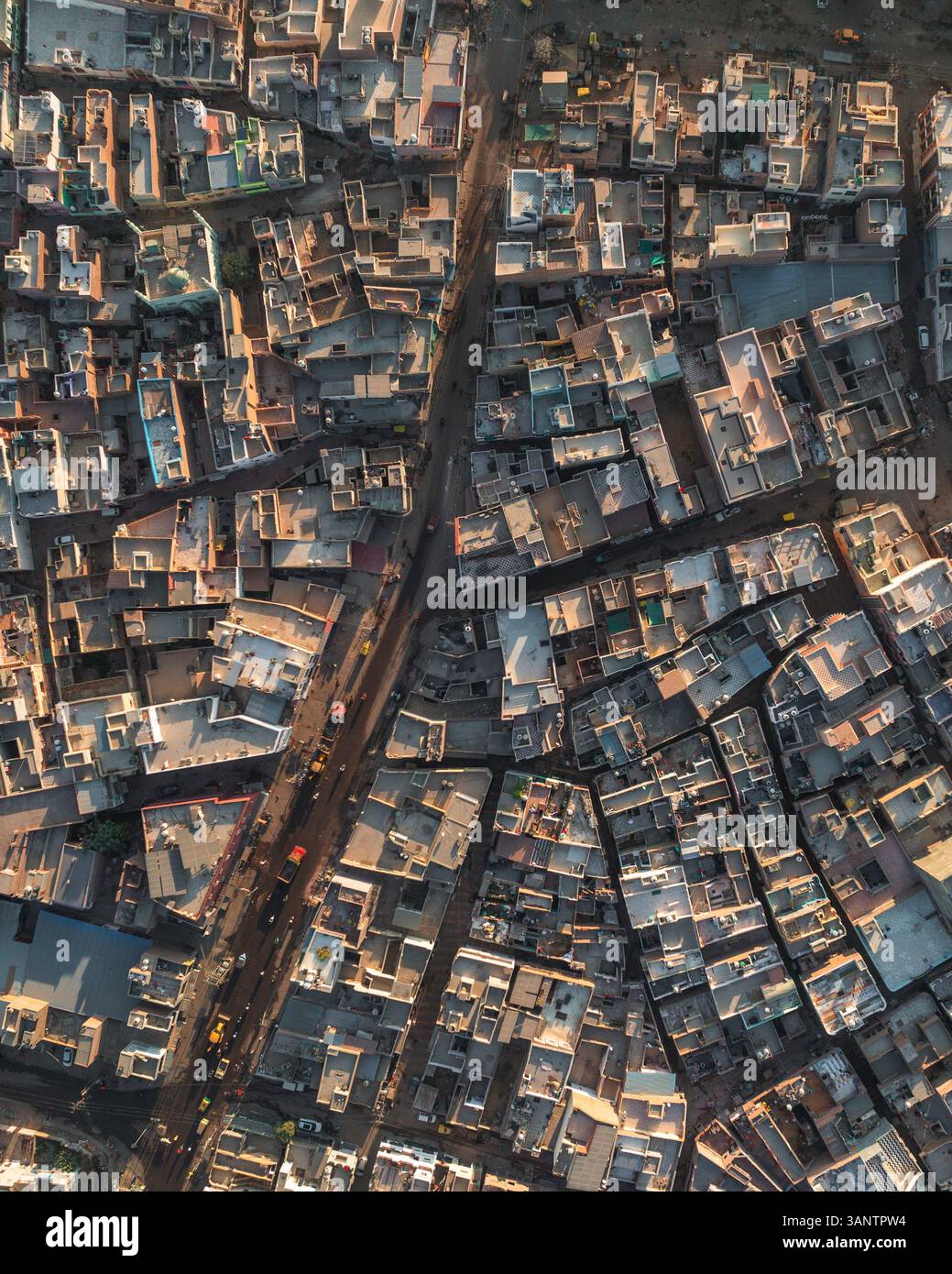 Aerial view of historic urban landscape with medieval buildings and ...