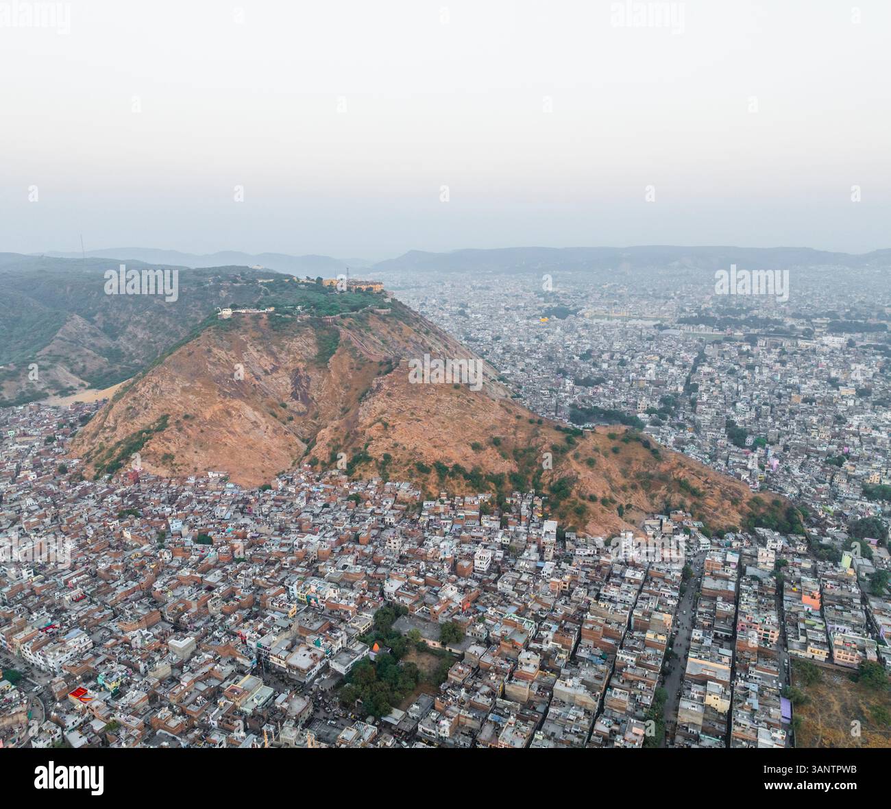 Aerial view of beautiful cityscape with dense residential area and ...