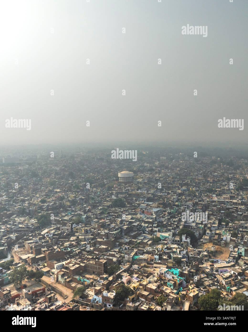 Aerial view of dense urban skyline with beautiful architecture and ...