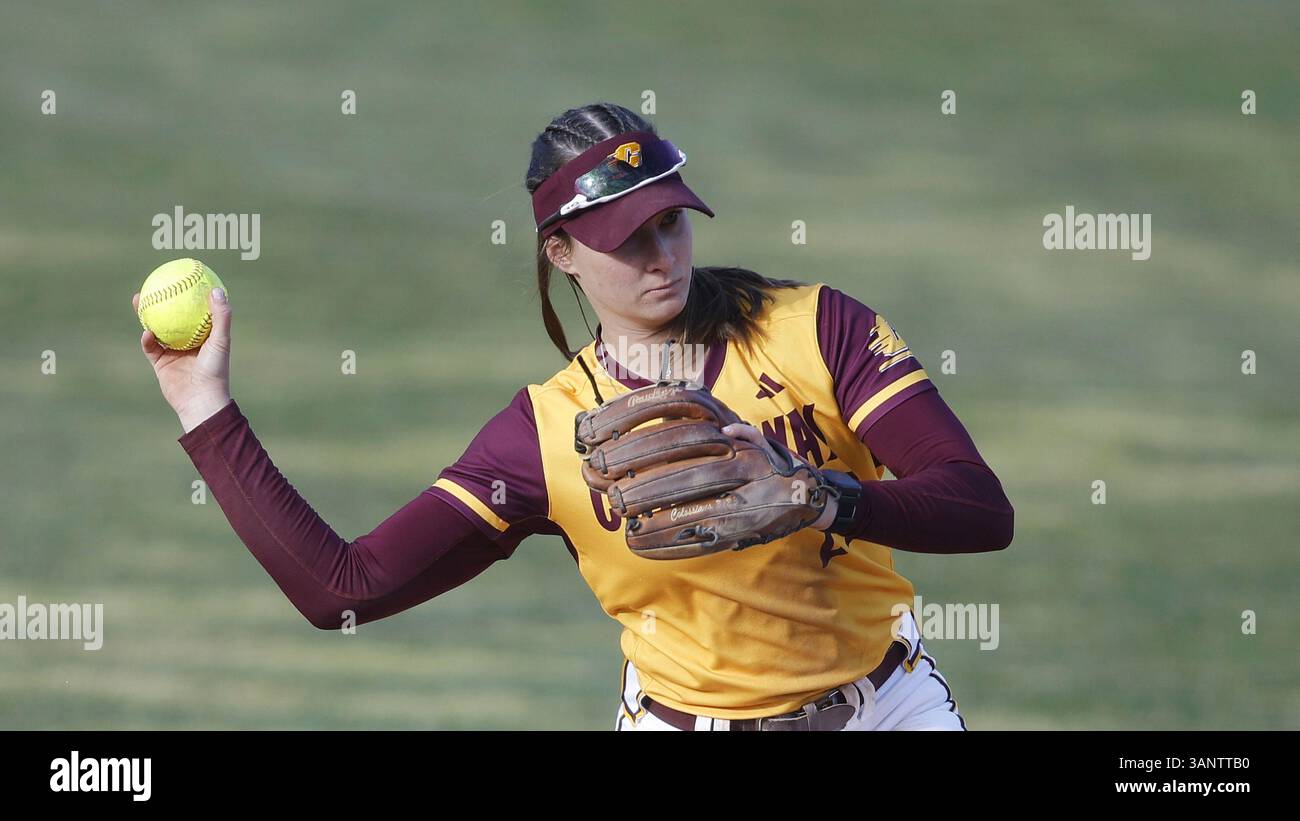 Central Michigan's Rachel Cairo plays during an NCAA softball game on ...