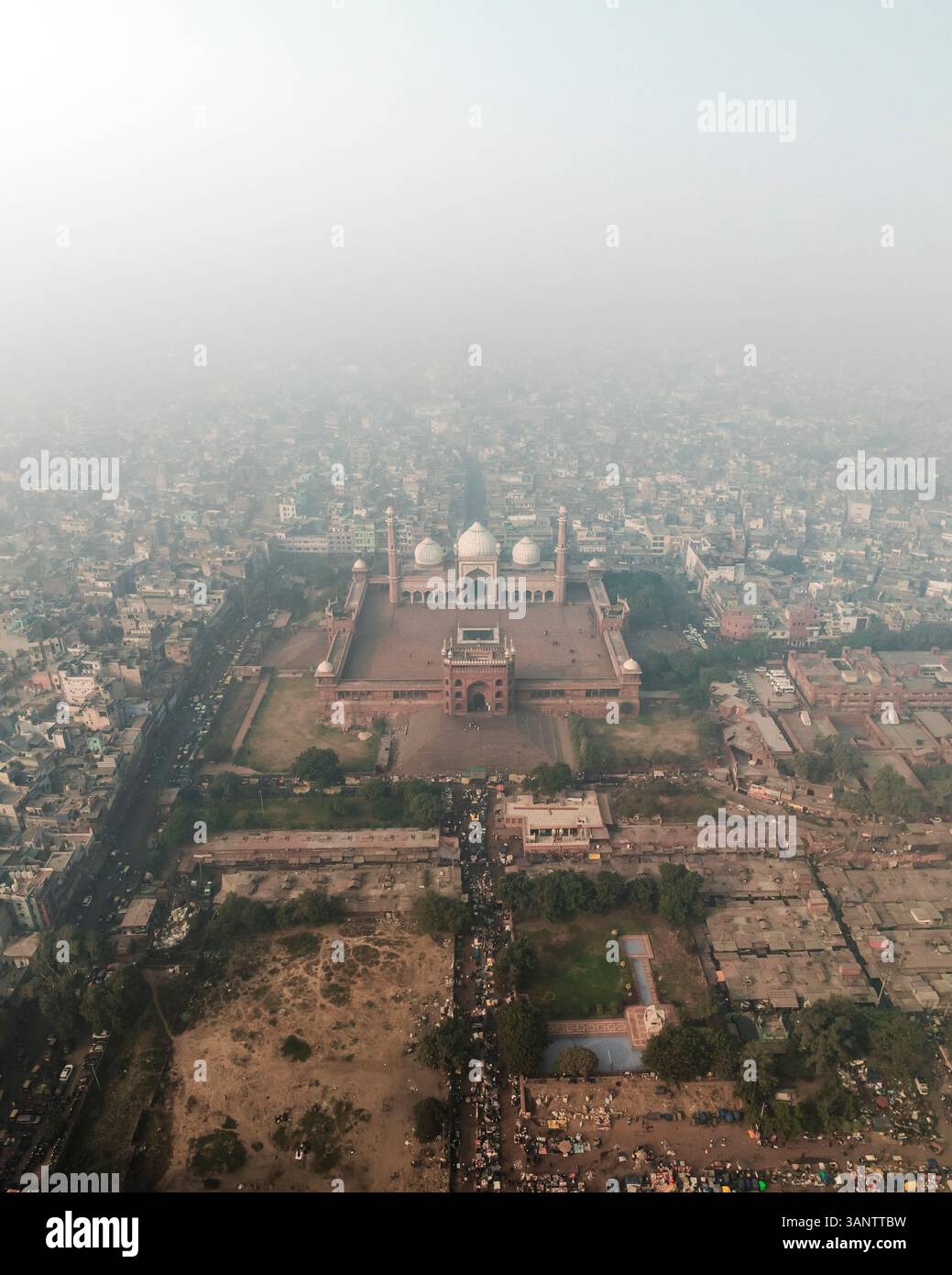 Aerial view of the bustling cityscape featuring the historic Jama ...