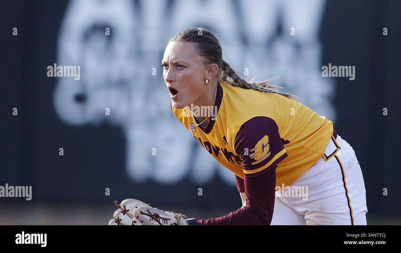 Central Michigan's Maddison Diekman plays during an NCAA softball game ...