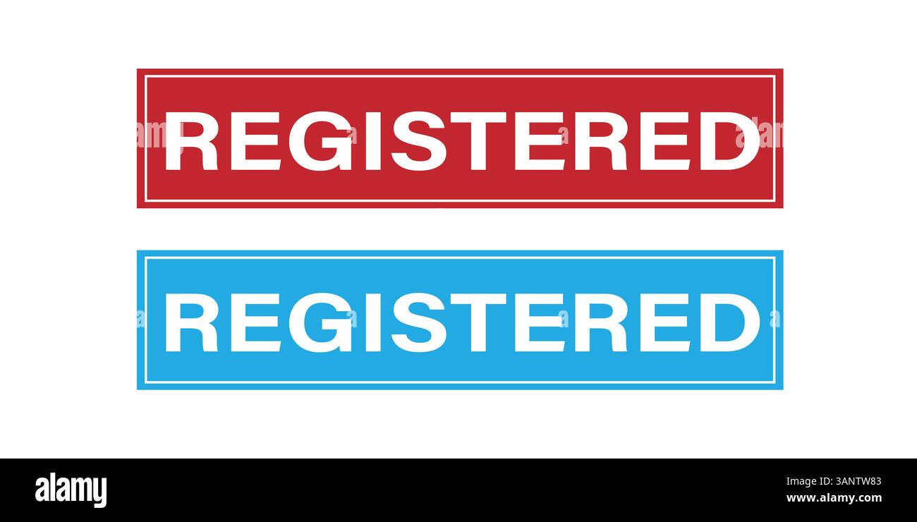 Red and Blue "REGISTERED" Stamps – Bold White Text with Official Rubber ...