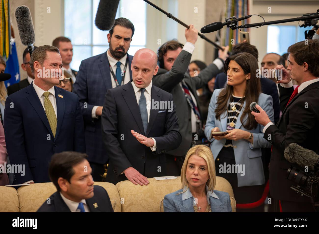 Trump presidential advisor Stephen Miller at a bilateral meeting btween ...