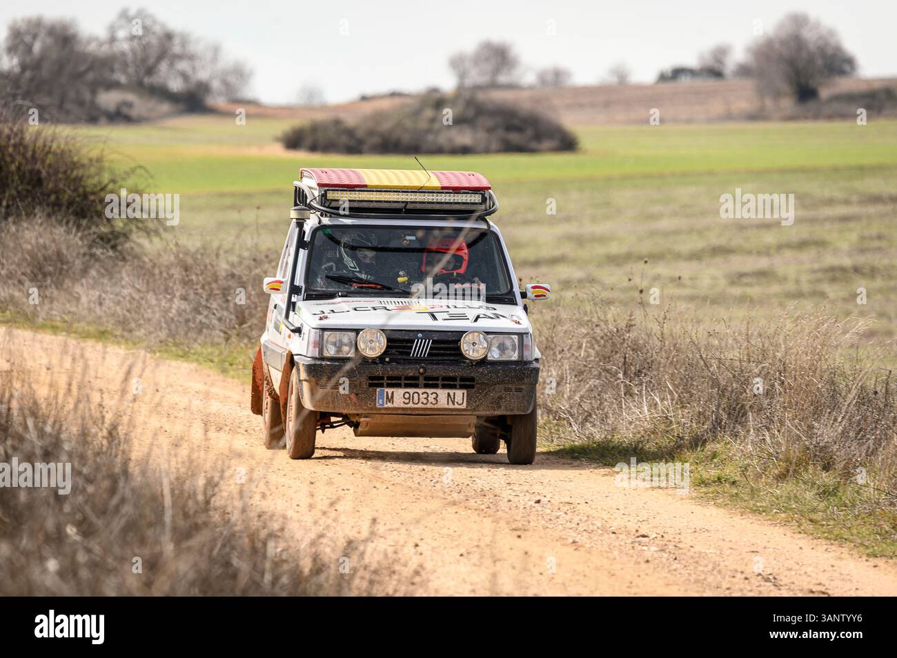 Madrid, Spain; 02-15-2025: A modified Fiat Panda 4x4 competes in a ...