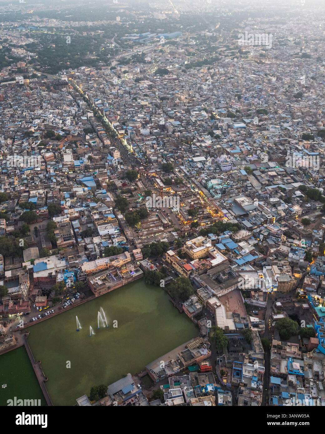 Aerial view of bustling Ghanta Ghar Market and vibrant rooftops ...