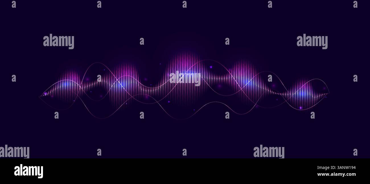 Pink neon sound wave on dark background, AI voice assistant ...