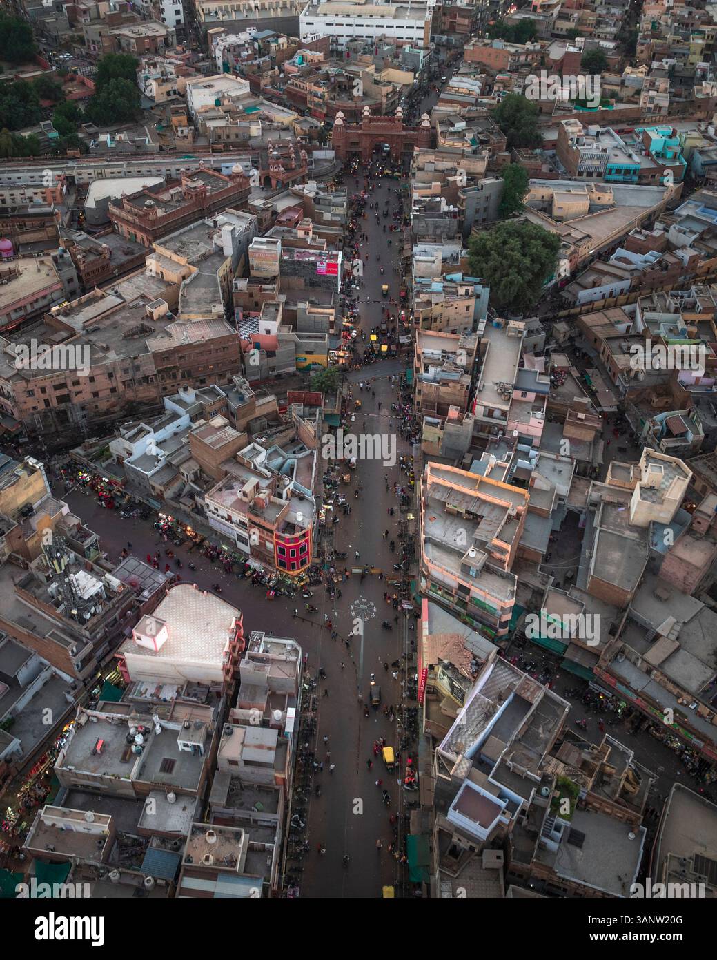 Aerial view of vibrant and bustling Kote Gate with crowded streets and ...