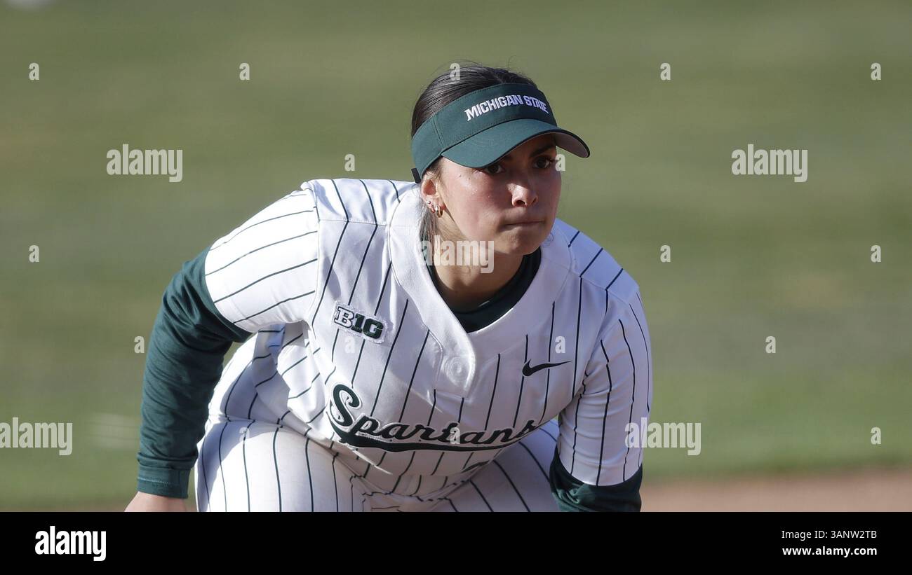 Michigan State's Hannah Hawley plays during an NCAA softball game on ...