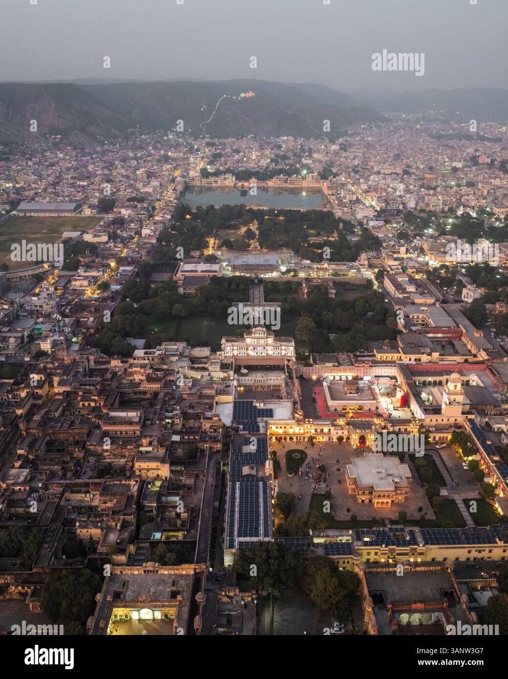 Aerial view of the vibrant cityscape featuring the historic City Palace ...
