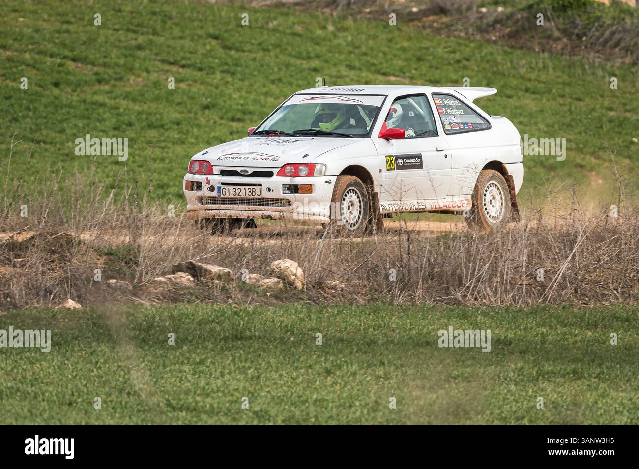 Madrid, Spain; 02-15-2025: White Ford Escort RS Cosworth rally car with ...