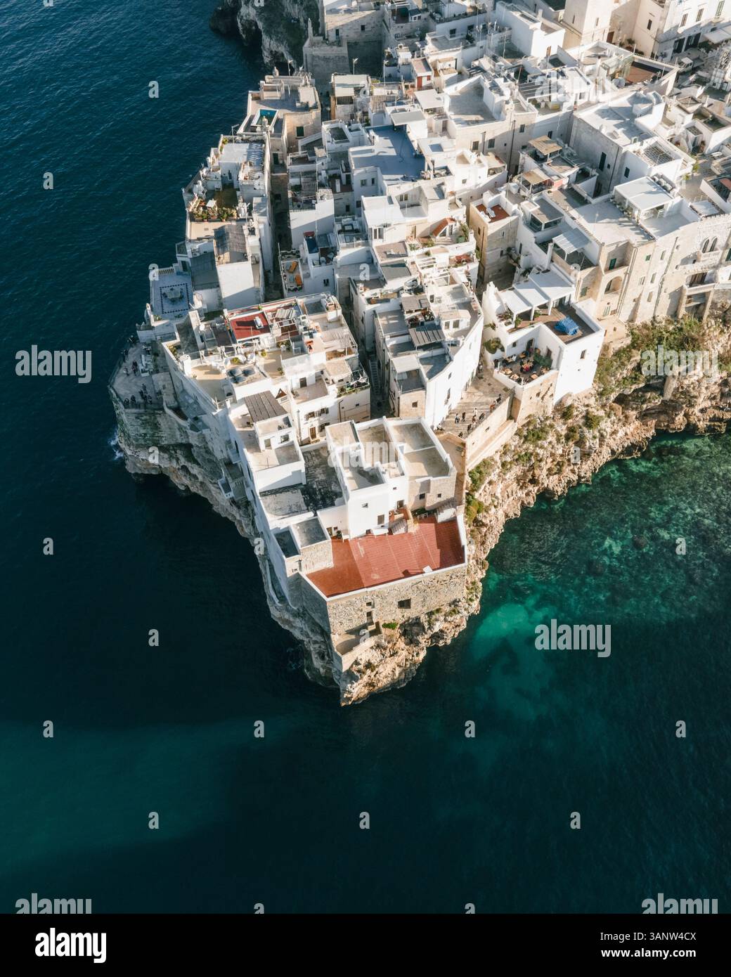 Aerial view of the beautiful coastal town with historic architecture ...