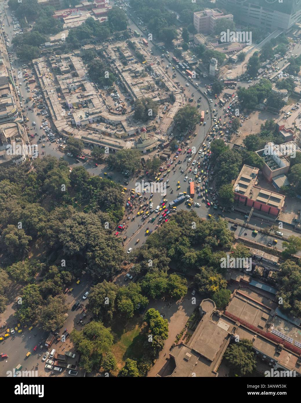 Aerial view of bustling Ajmeri Gate with dense buildings, vibrant ...