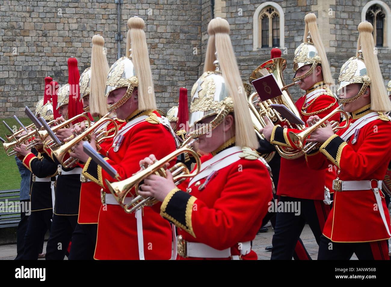 The Changing The Guard at Windsor Castle in Berkshire. Today the guards ...