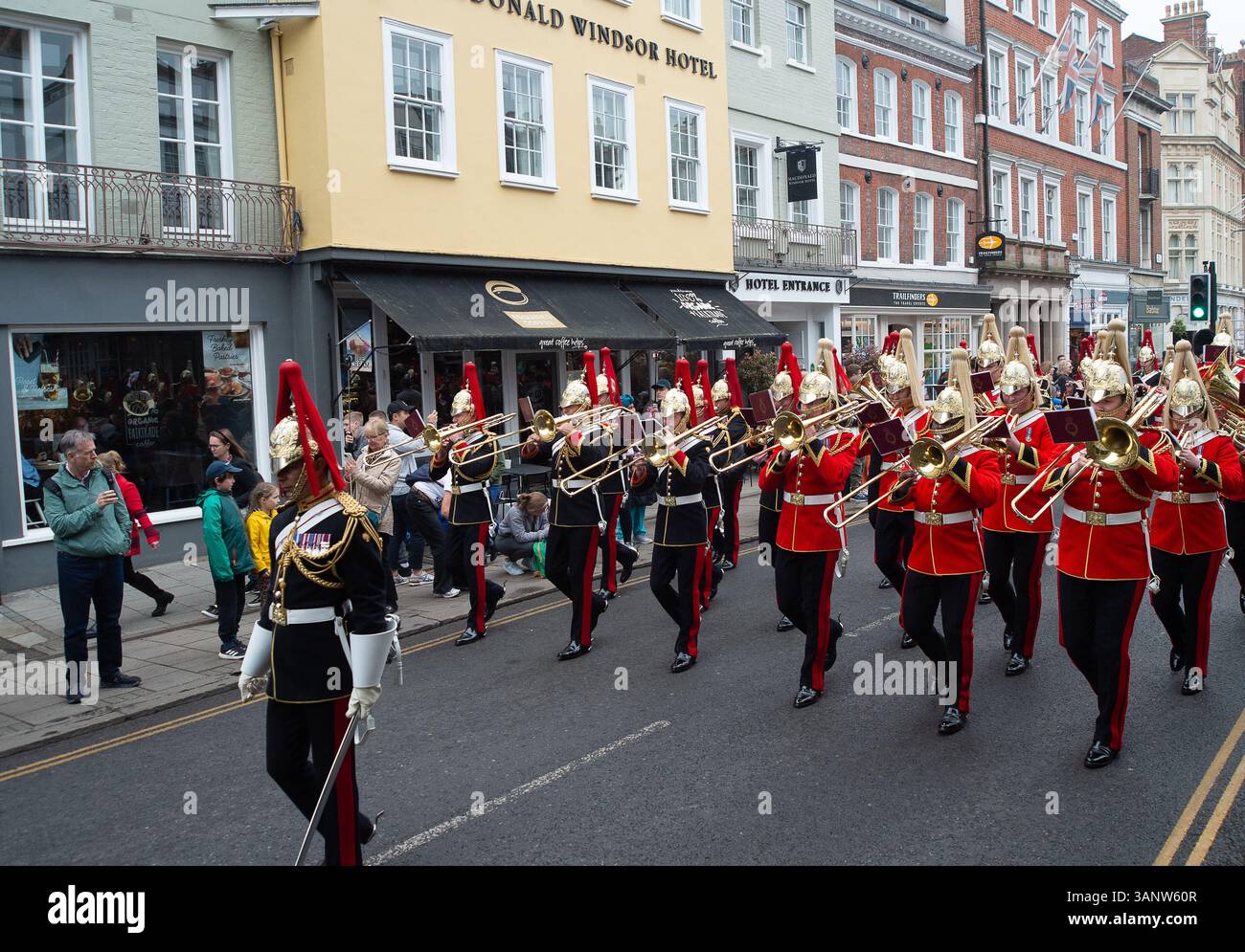 The Changing The Guard at Windsor Castle in Berkshire. Today the guards ...