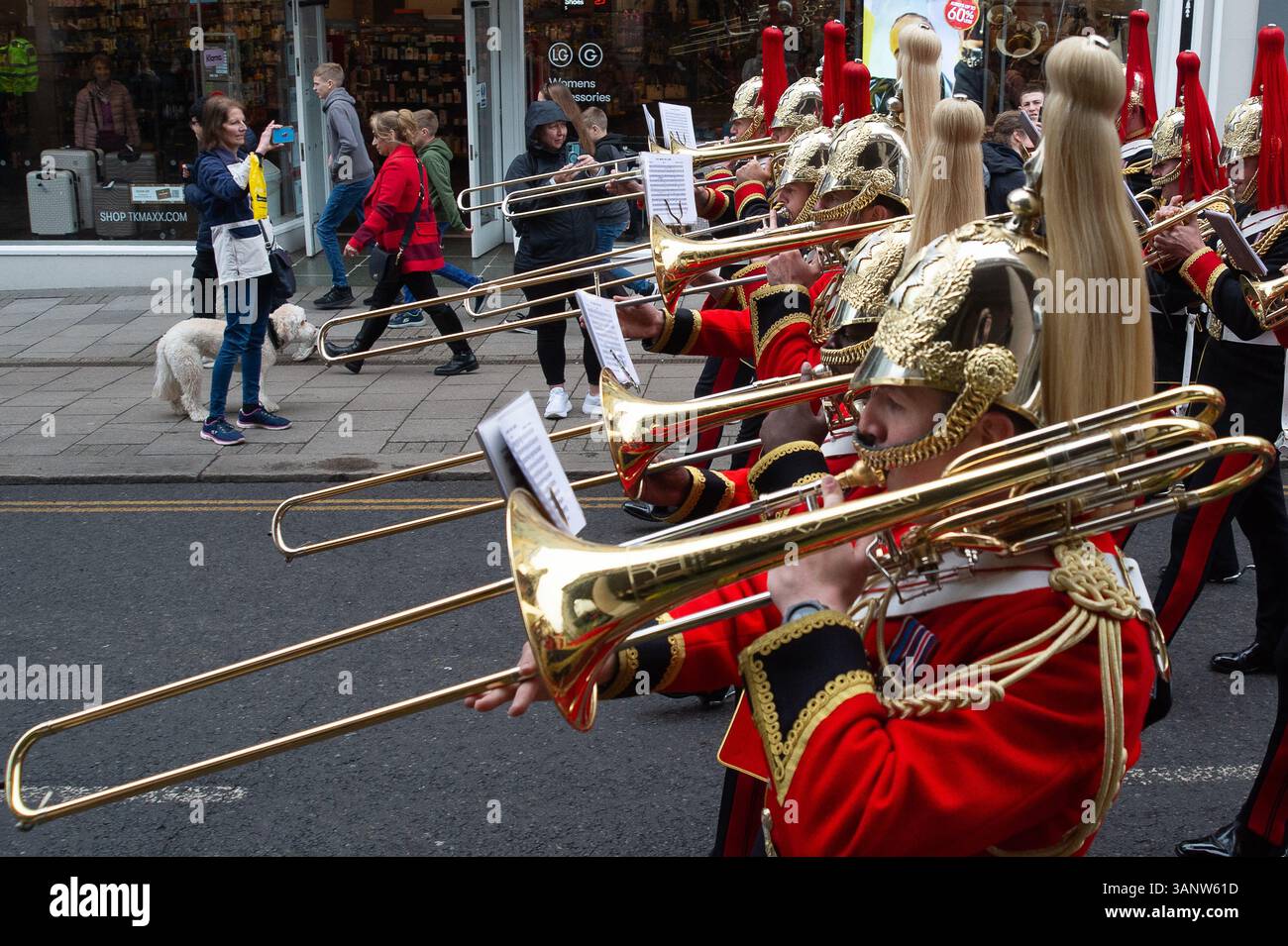 The Changing The Guard at Windsor Castle in Berkshire. Today the guards ...