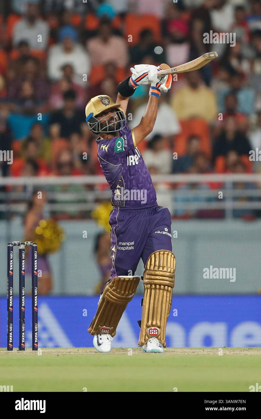 Kolkata Knight Riders' captain Ajinkya Rahane bats during the Indian ...