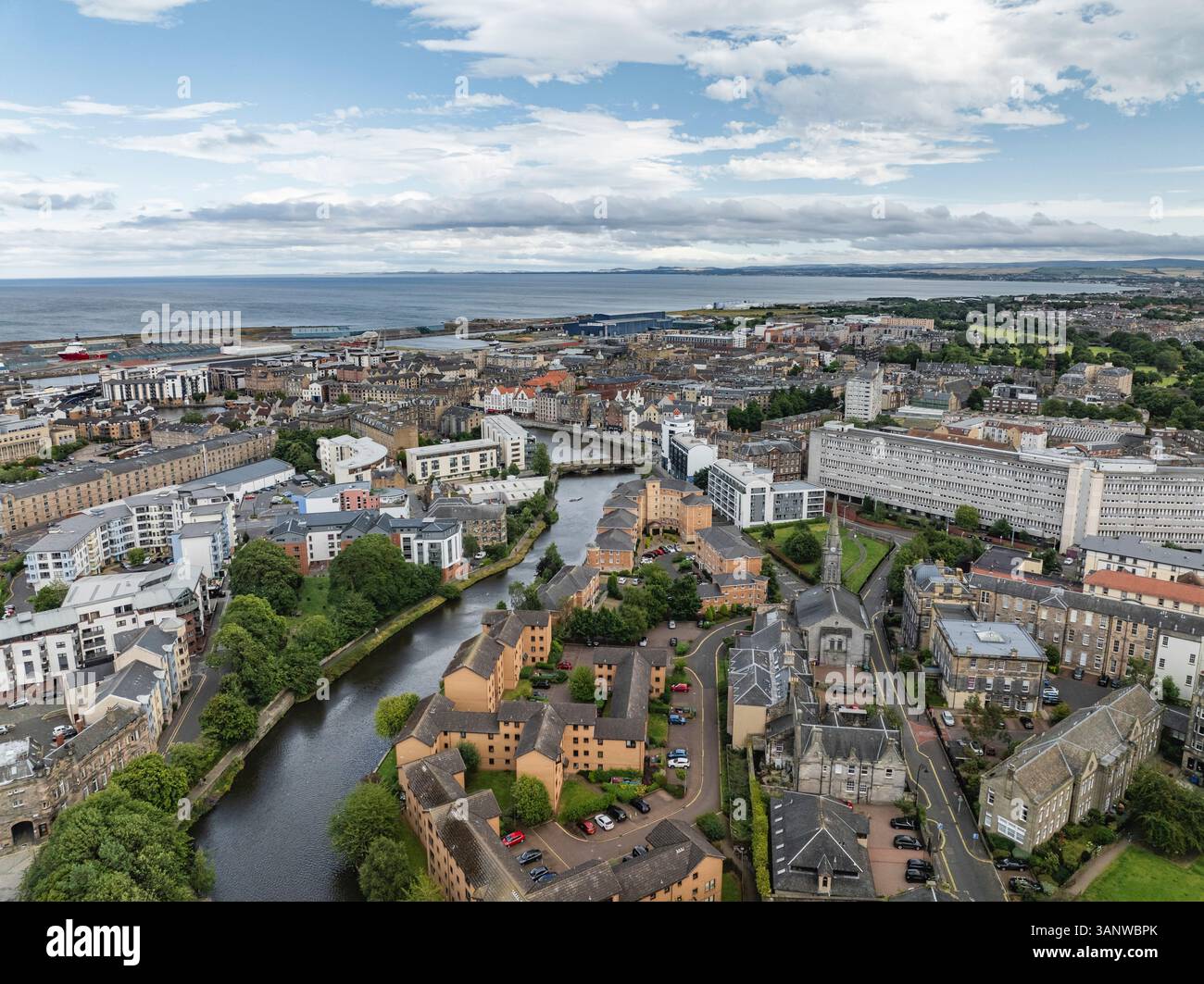 Aerial view of the beautiful cityscape featuring the Water of Leith ...