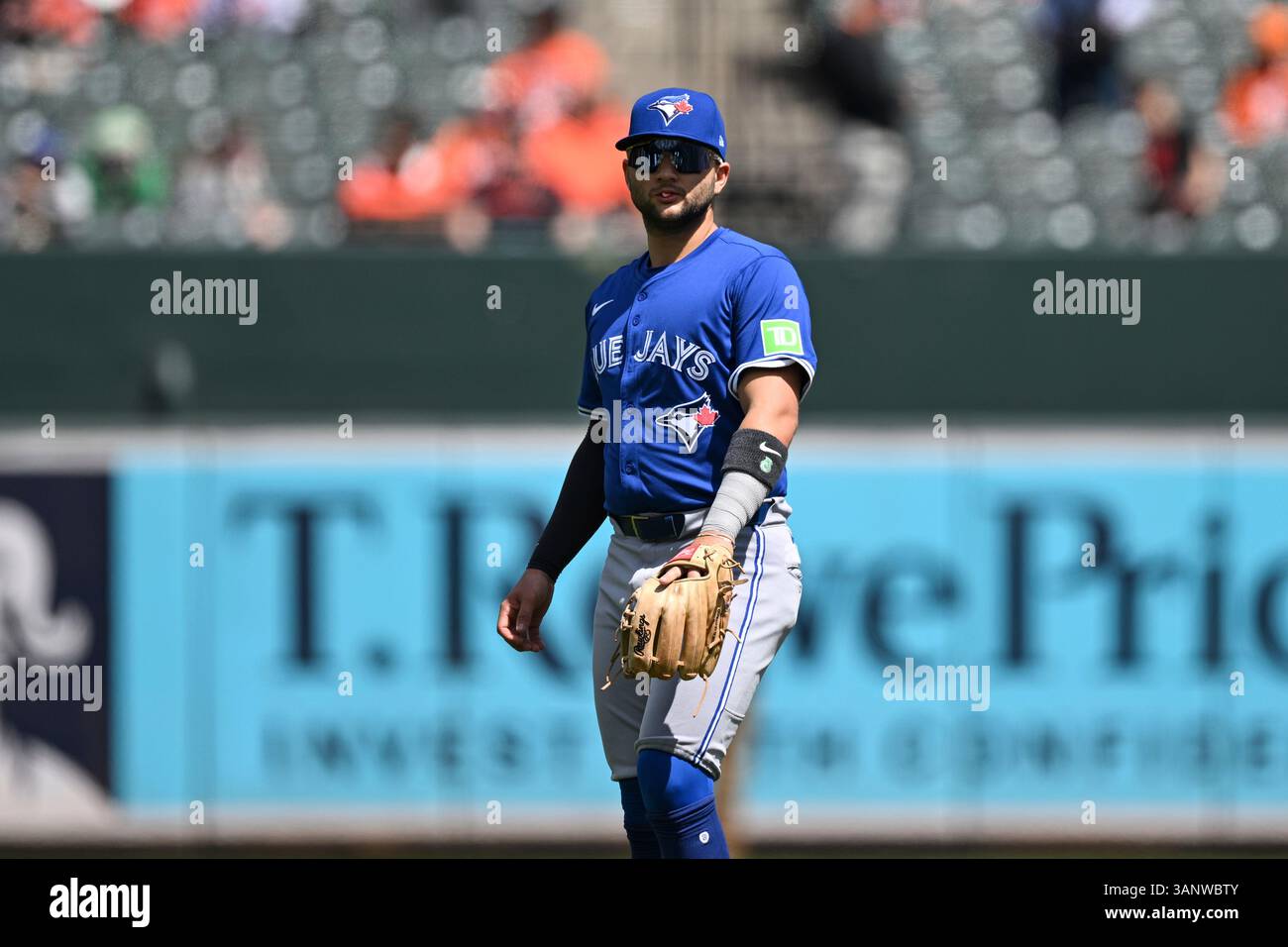 Toronto Blue Jays shortstop Bo Bichette looks on before a baseball game ...