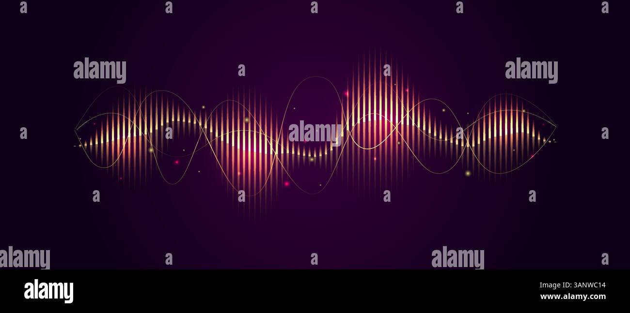 Golden sound wave on dark background, AI voice assistant visualization ...