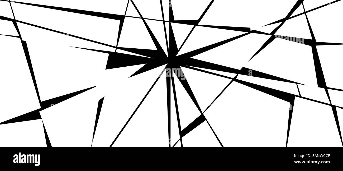 Broken glass bg radial cracks shards silhouette, Rectangle screen decay ...