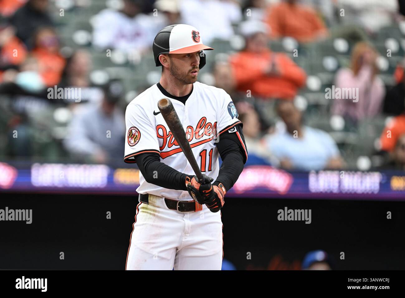 Baltimore Orioles' Jordan Westburg (11) at bat during the fifth inning ...