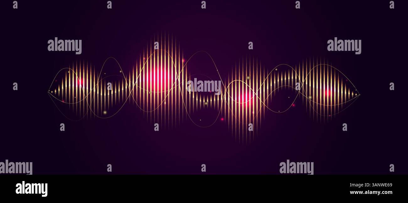 Golden sound wave on dark background, AI voice assistant visualization ...