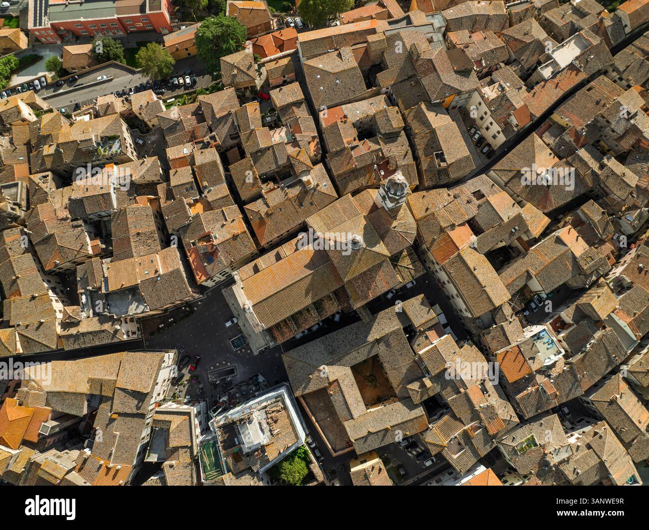 Aerial view of beautiful medieval old town with historic stone ...