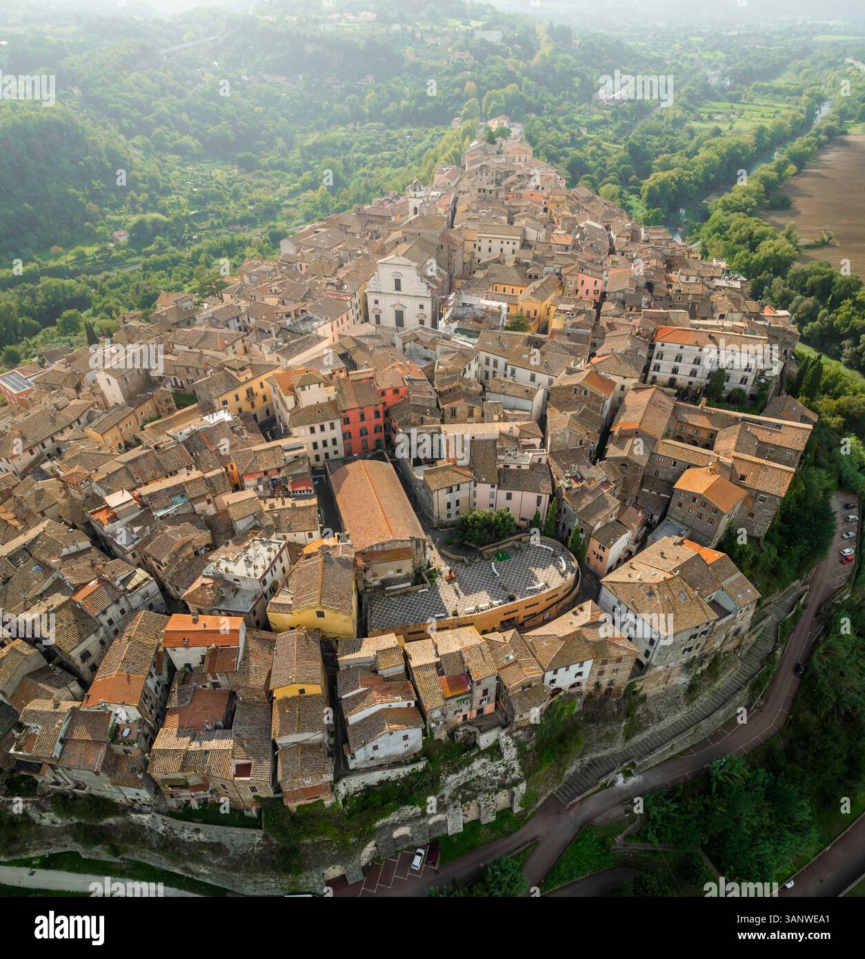 Aerial view of the beautiful old town with medieval architecture and ...