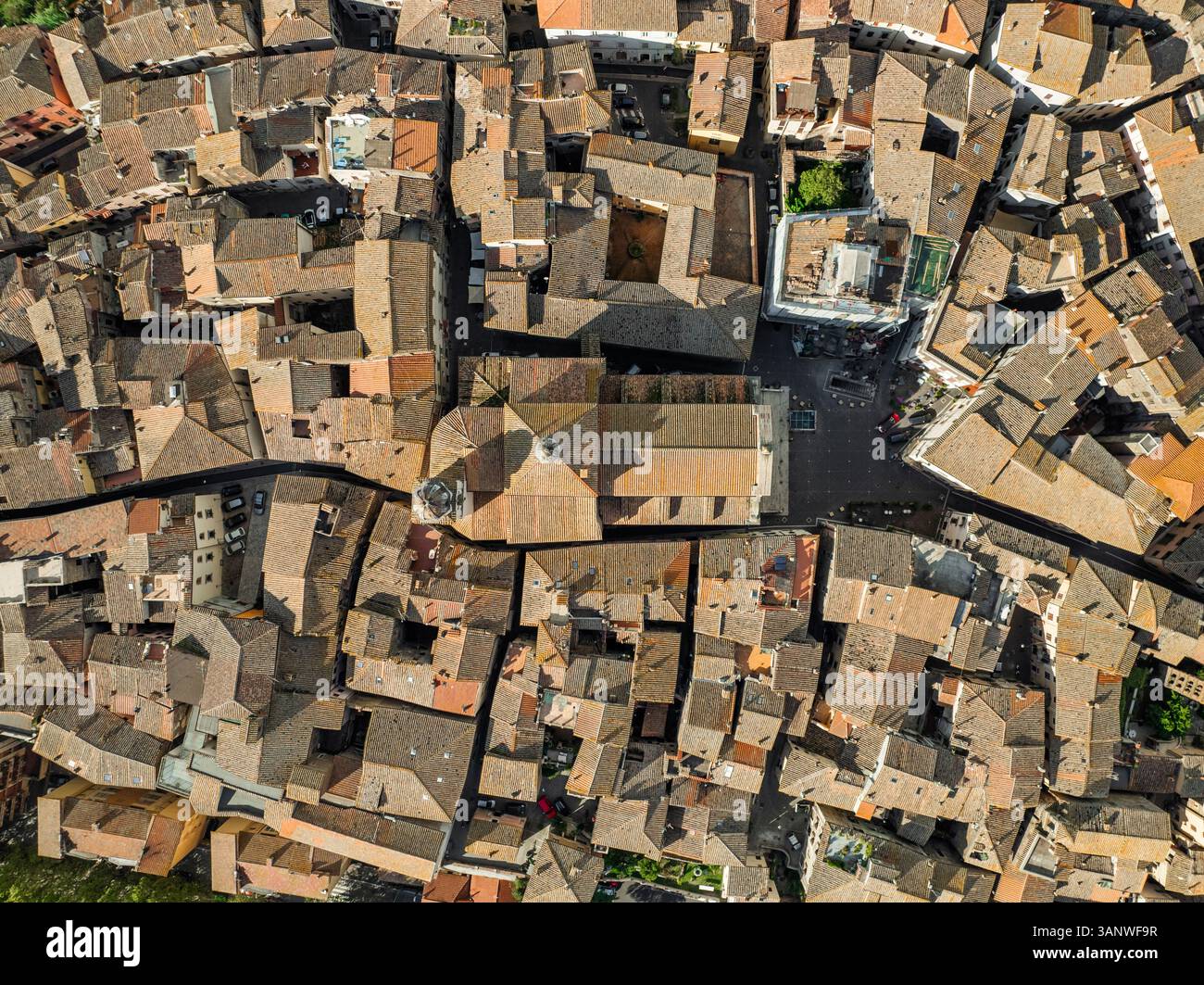 Aerial view of historic medieval old town with beautiful stone ...