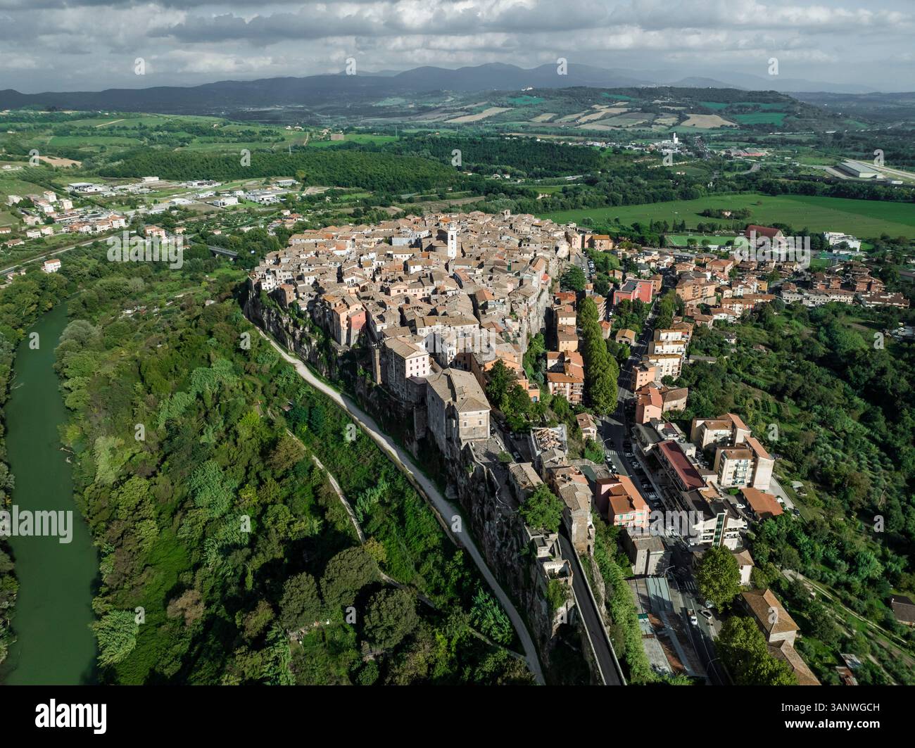 Aerial view of the picturesque medieval town with charming stone ...
