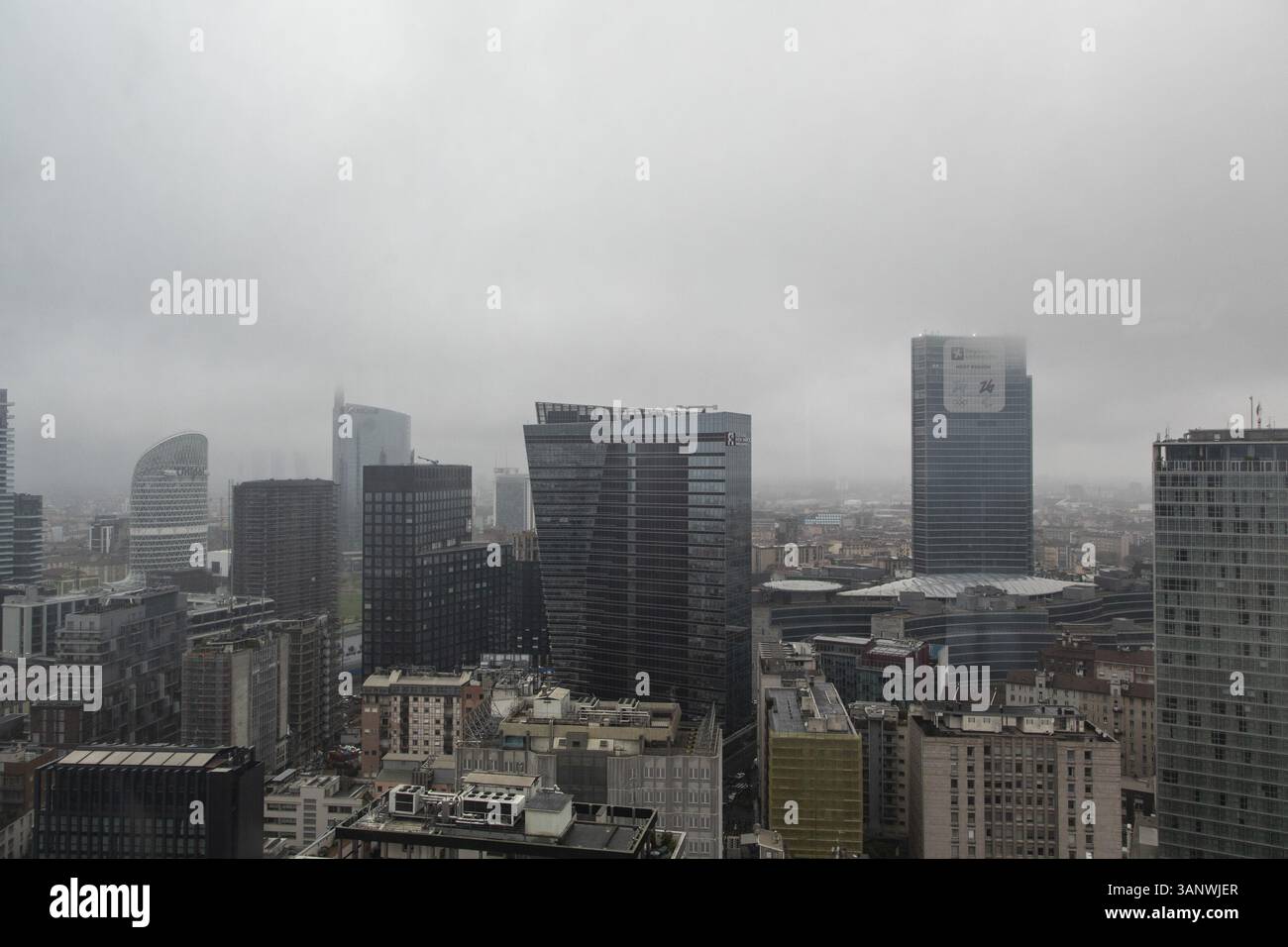 Milan, Milan Skyline, Panoramic from above, Lombardy Region Palace and ...