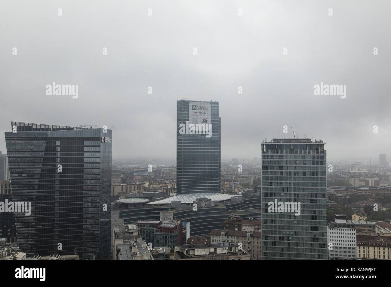 Milan, Milan Skyline, Panoramic from above, Lombardy Region Palace and ...