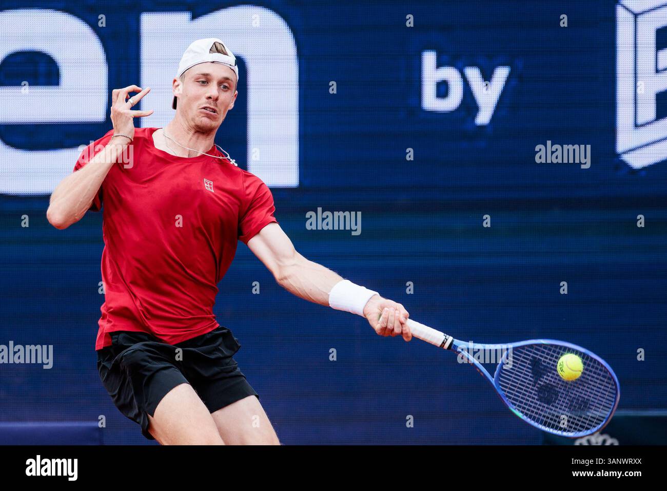 Munich, Germany. 15th Apr, 2025. Denis Shapovalov (Kanada) im Match gegen Diego Dedura-Palomero ...