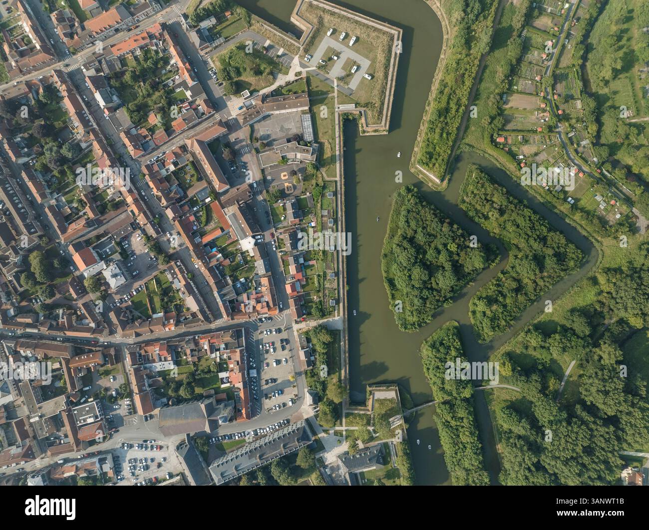 Aerial view of a picturesque fort city with beautiful buildings, scenic ...