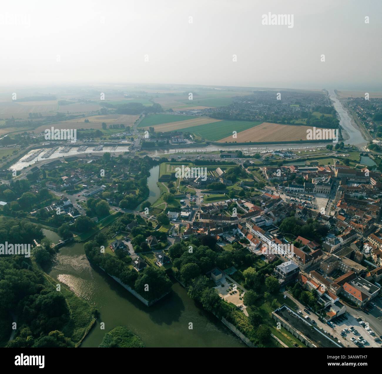 Aerial view of the beautiful fort city with medieval architecture ...