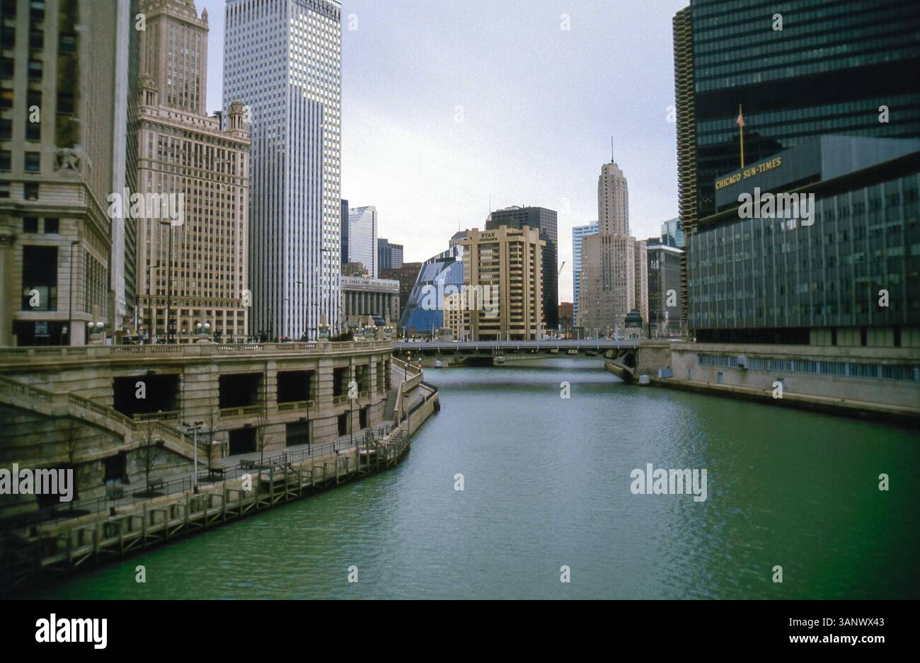Chicago River in mid eighties, looking west in the direction of State ...