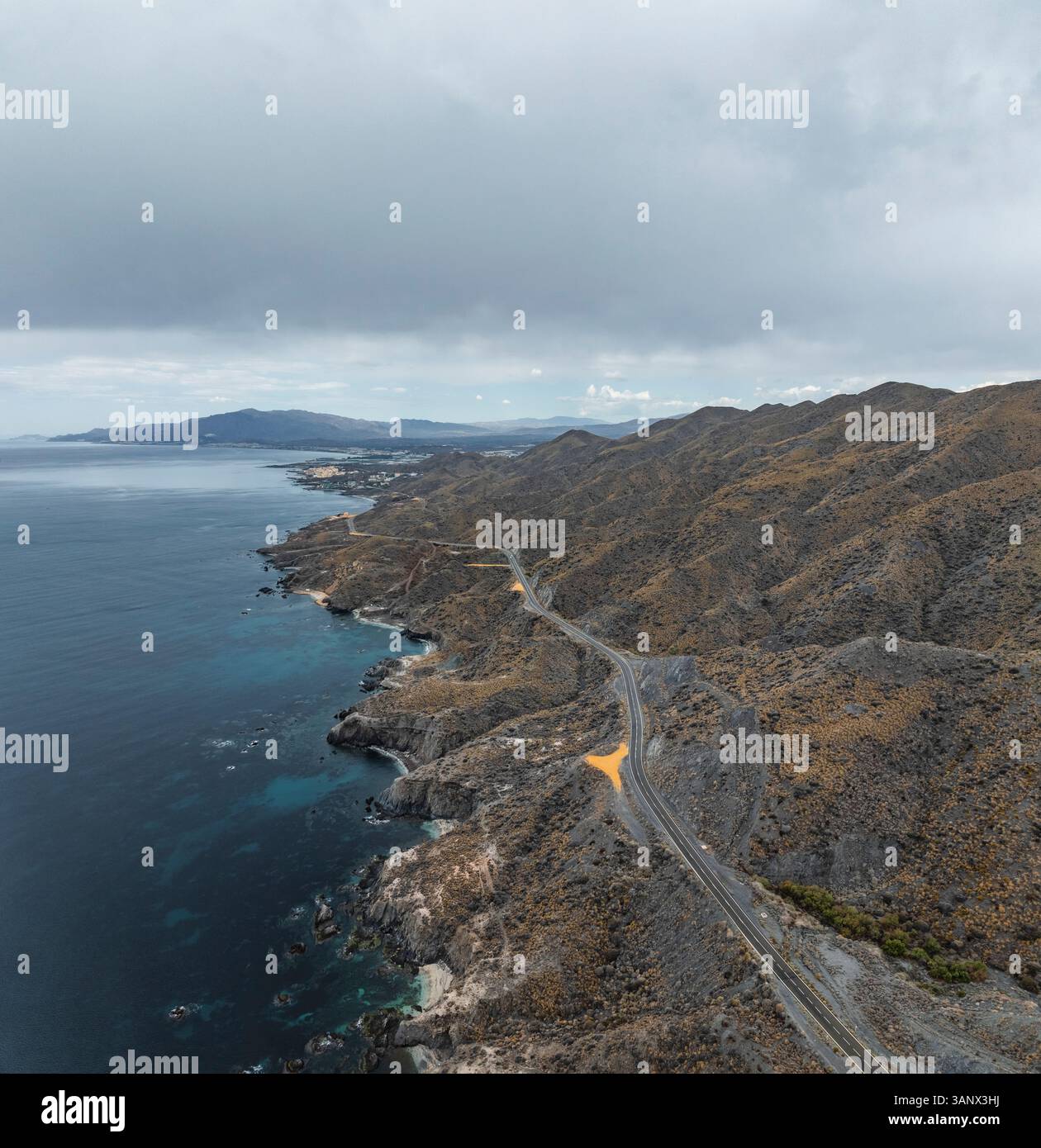 Aerial view of Cala Concha beach on the coast of Cuevas del Almanzora ...