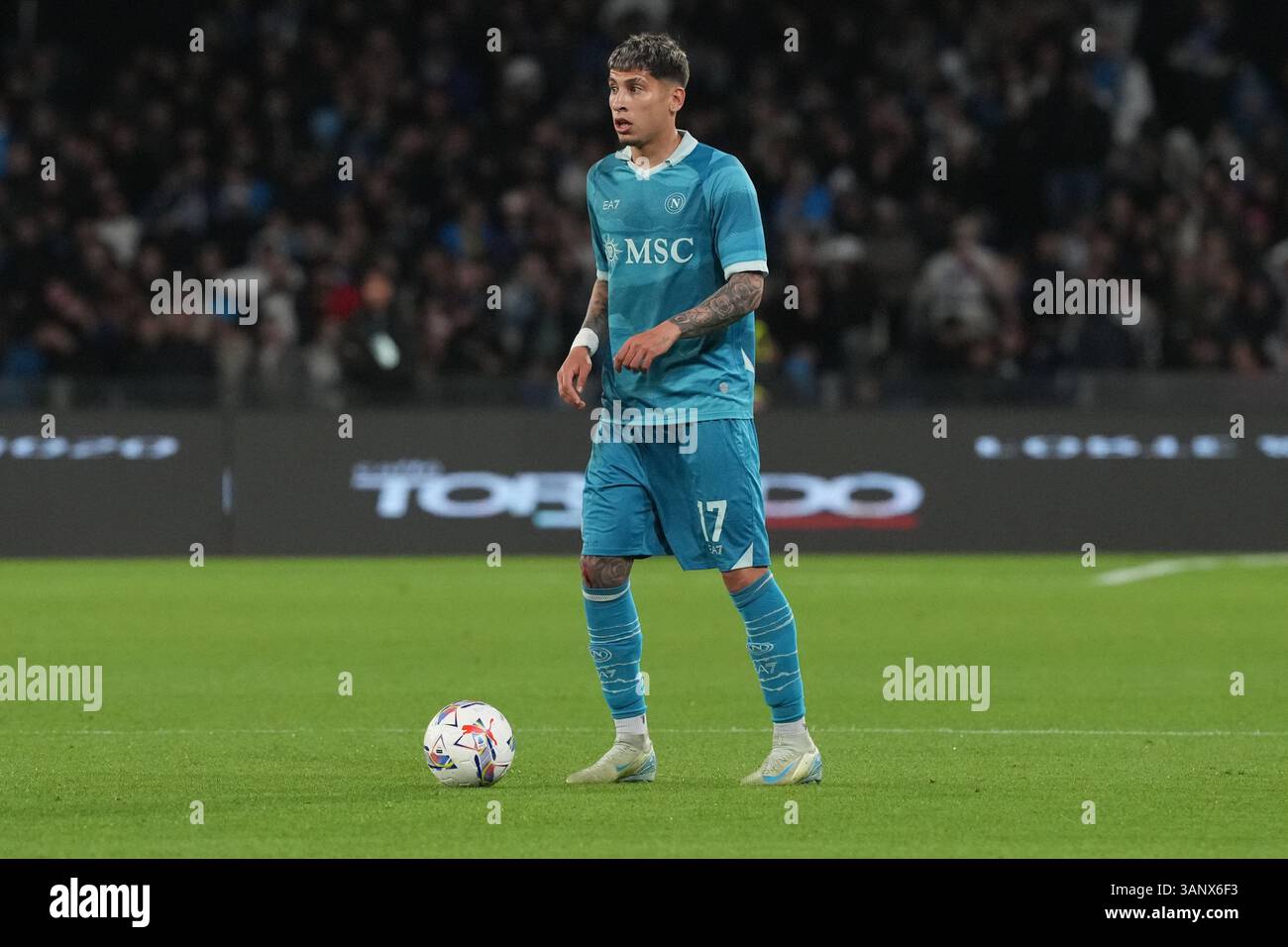 Naples, Italy. 14 Apr, 2025. Mathias Olivera of SSC Napoli during the ...