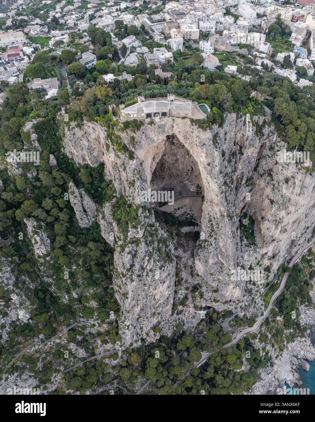 Aerial view of historic town with old buildings and beautiful landscape ...