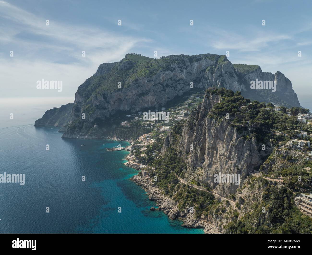 Aerial view of beautiful Amalfi Coast and Mediterranean Sea, Capri ...