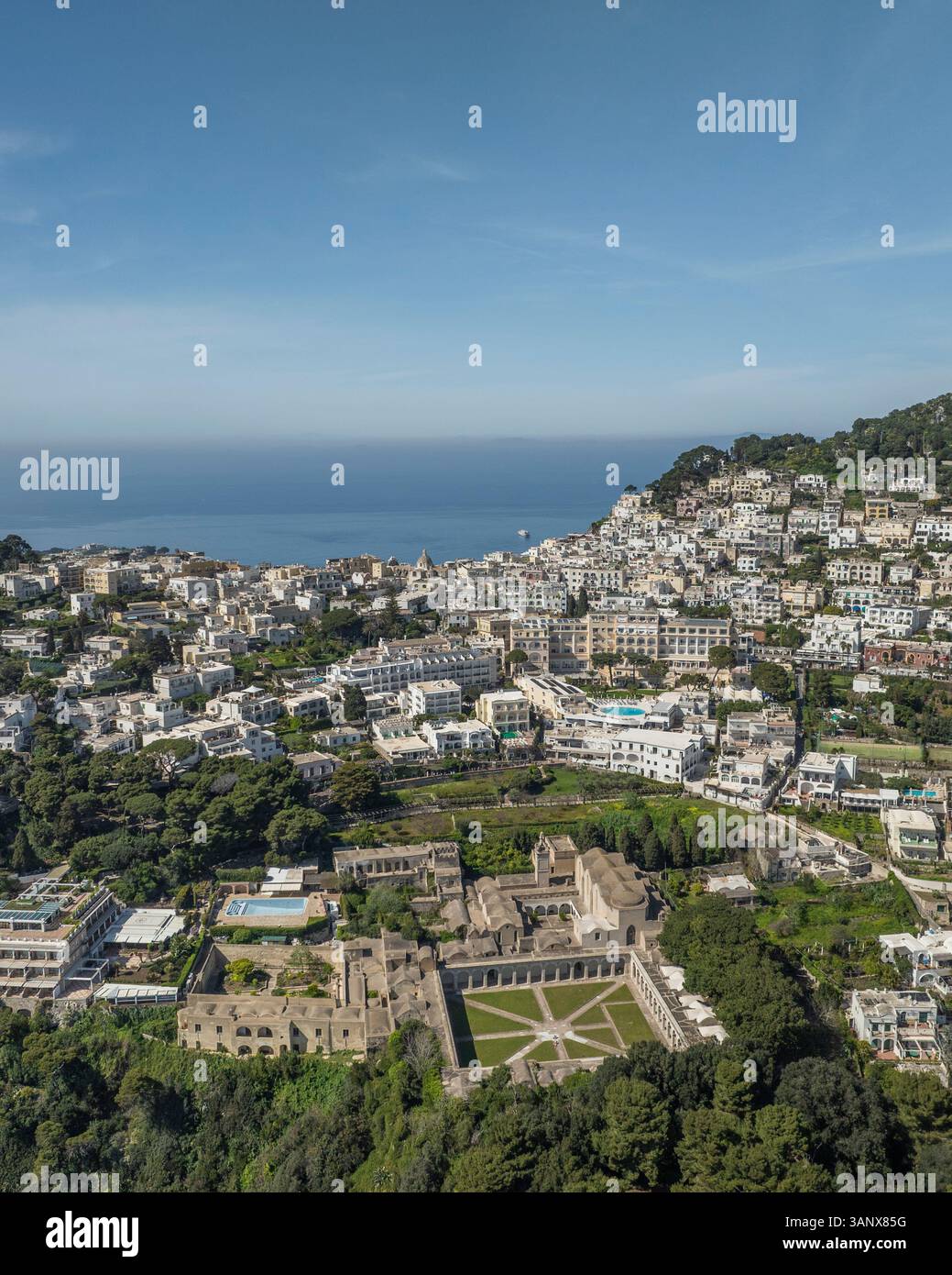 Aerial view of beautiful coastal town, Capri Island, Italy Stock Photo ...