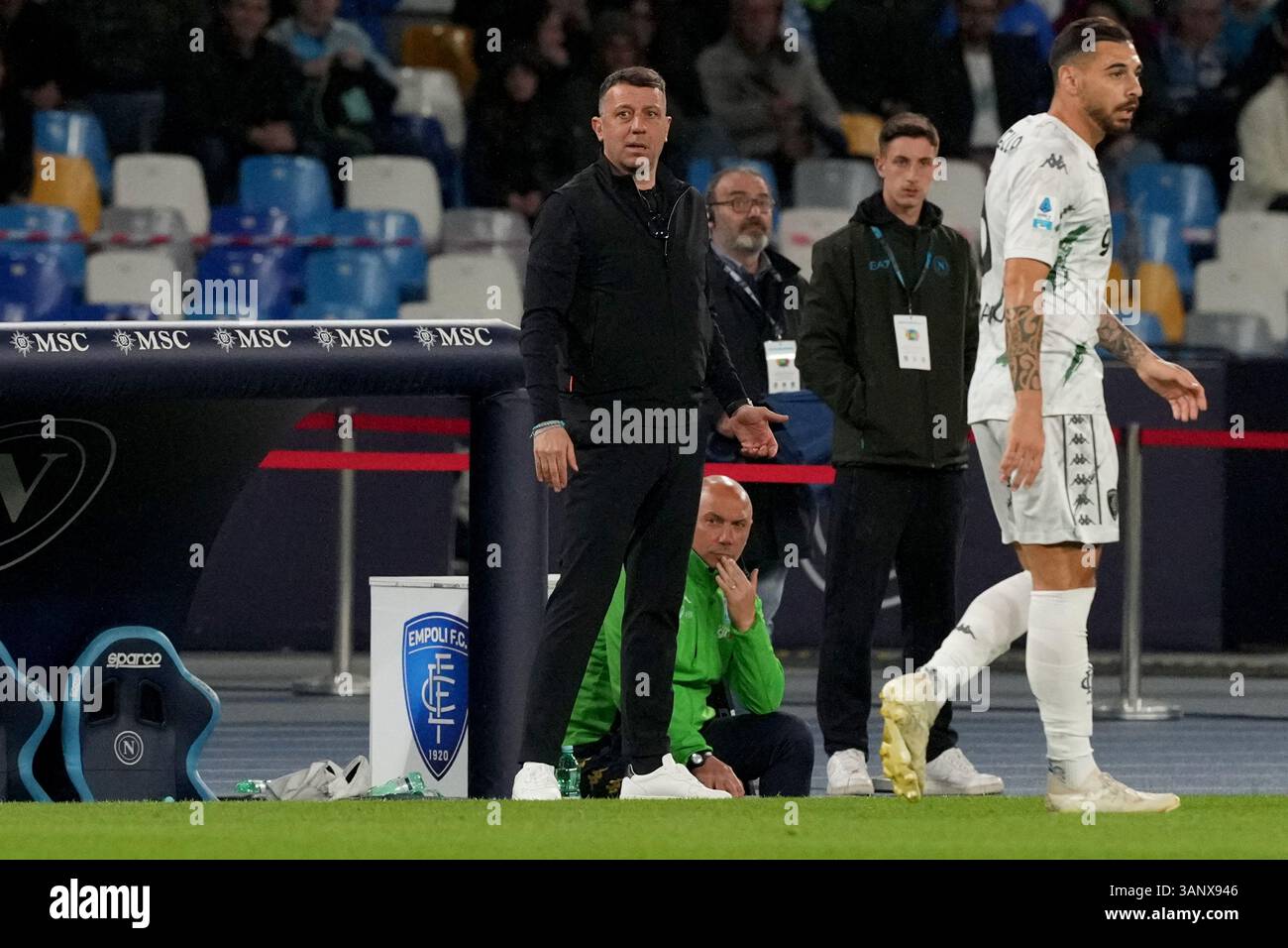 Naples, Italy. 14 Apr, 2025. Roberto D'Aversa Head Coach of Empoli FC ...
