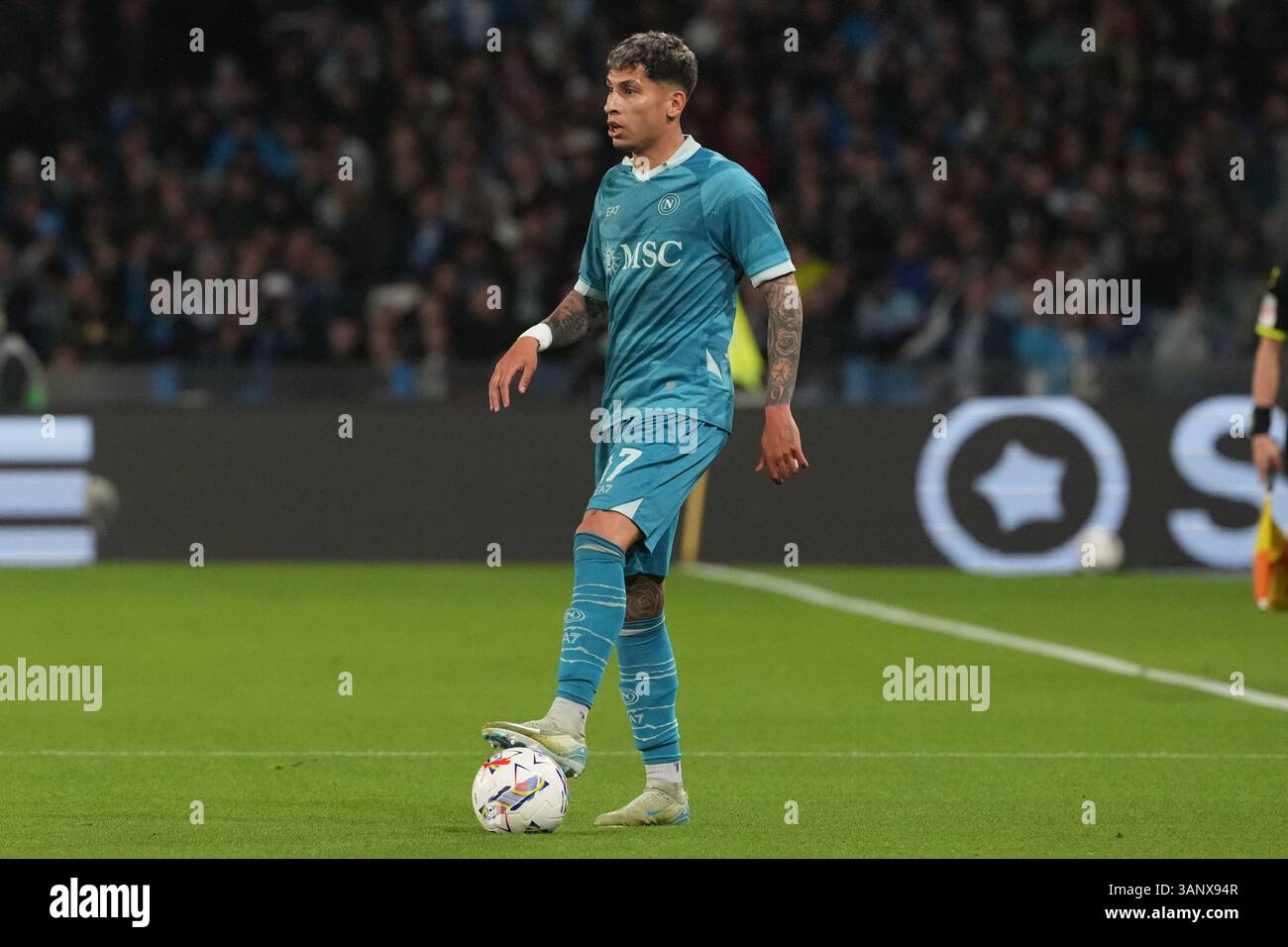 Naples, Italy. 14 Apr, 2025. Mathias Olivera of SSC Napoli during the ...