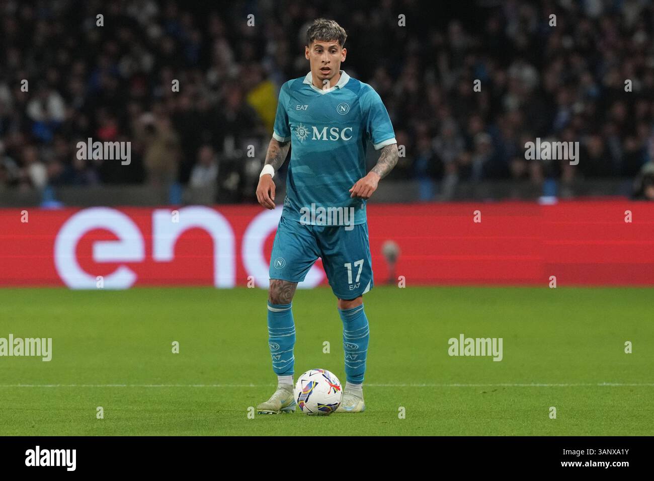 Naples, Italy. 14 Apr, 2025. Mathias Olivera of SSC Napoli during the ...