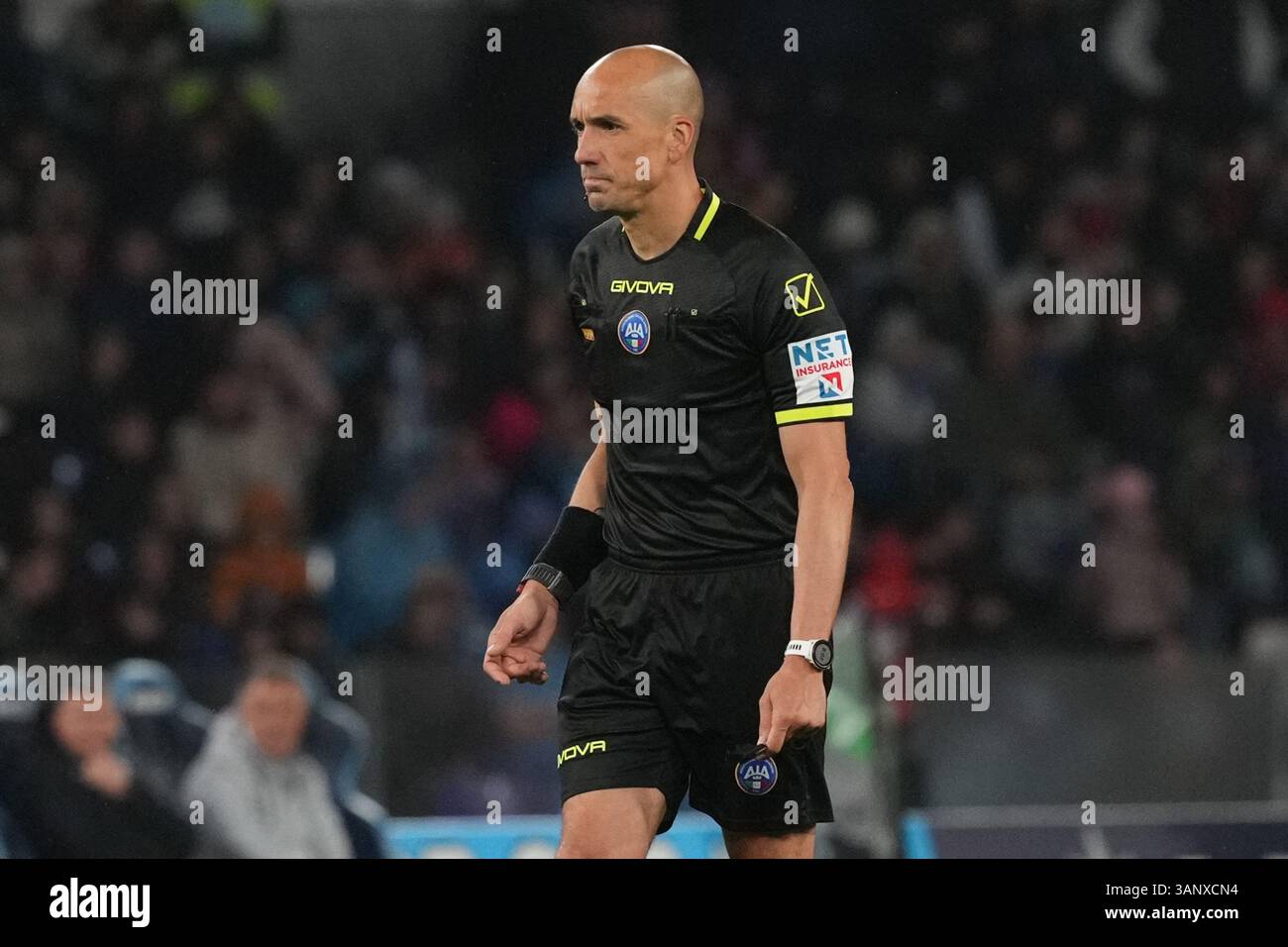 Naples, Italy. 14 Apr, 2025. Referee Michael Fabbri during the Serie A ...