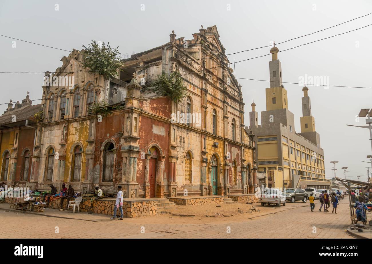 The facade of Grande Mosquee at Porto-Novo, Benin, inspired from the ...