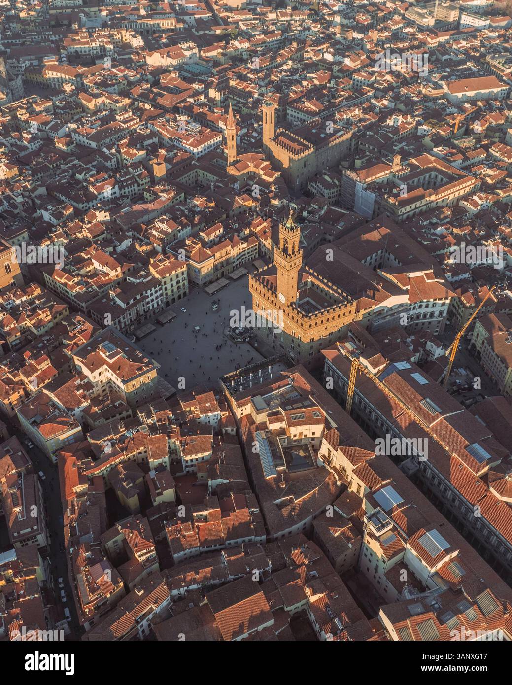 Aerial view of Piazza della Signoria, a famous landmark square in front ...