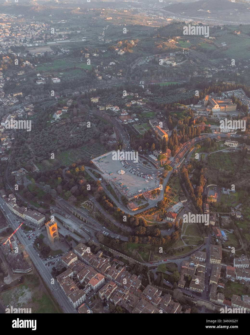 Aerial view of Piazzale Michelangelo, a famous lookout point on the ...